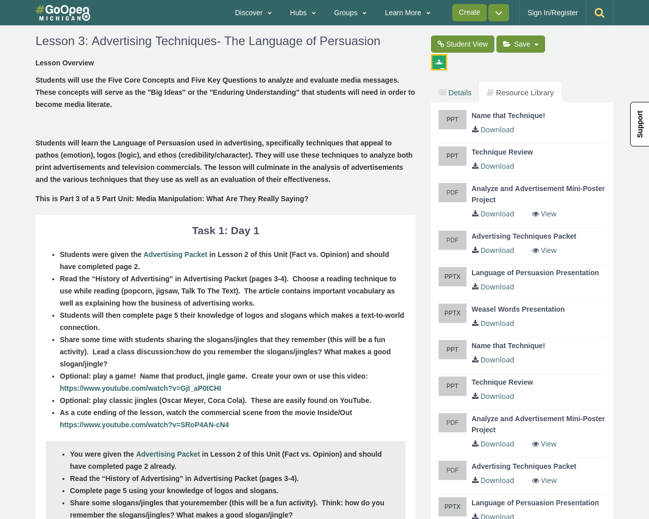 Lesson 3: Advertising Techniques- The Language of Persuasion ...