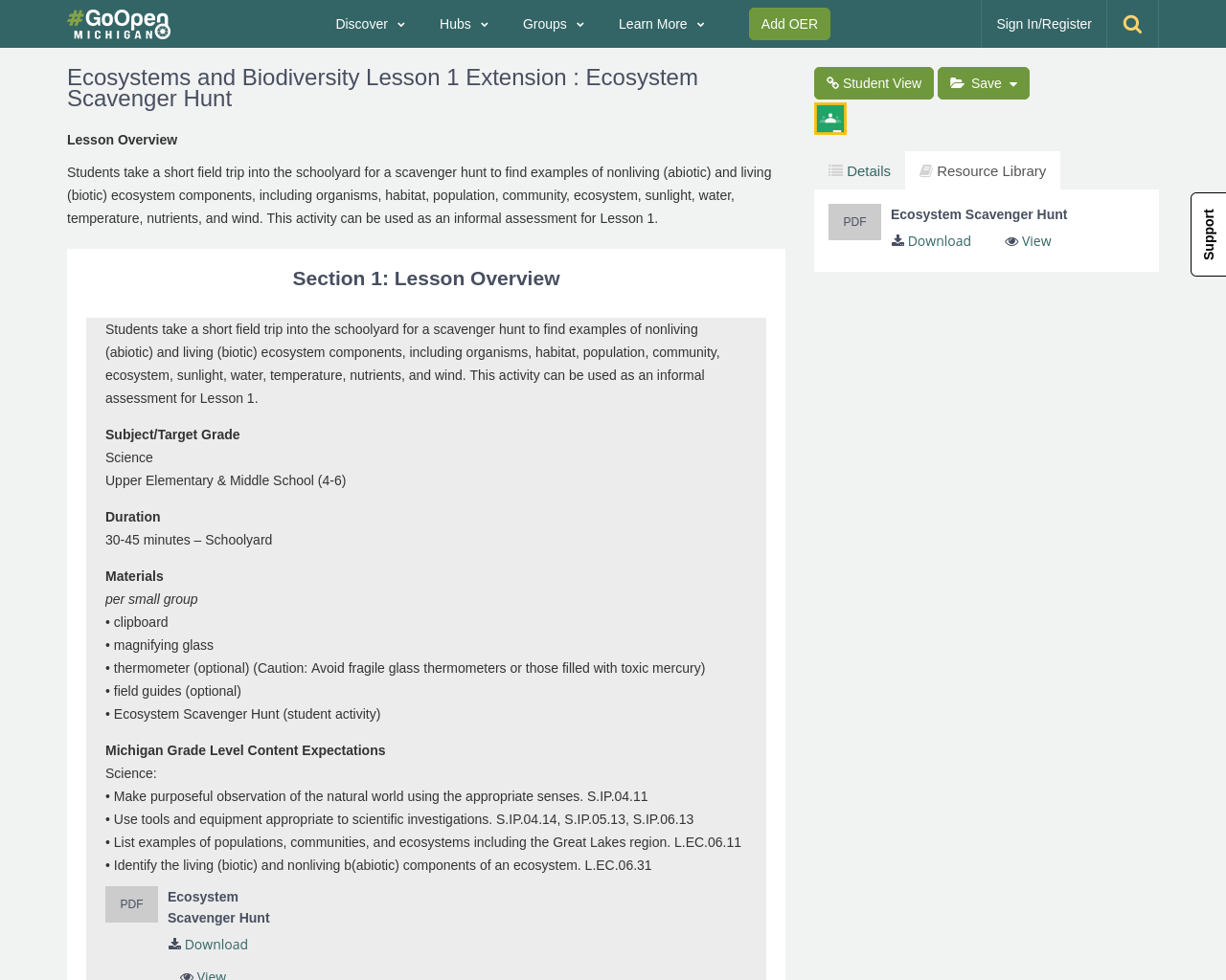 Ecosystems and Biodiversity Lesson 1 Extension : Ecosystem Scavenger ...