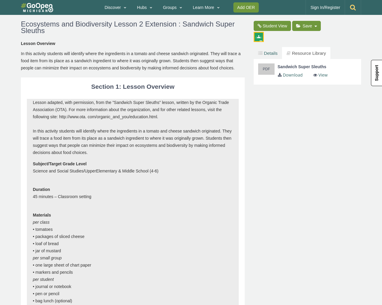 Ecosystems and Biodiversity Lesson 2 Extension : Sandwich Super Sleuths ...