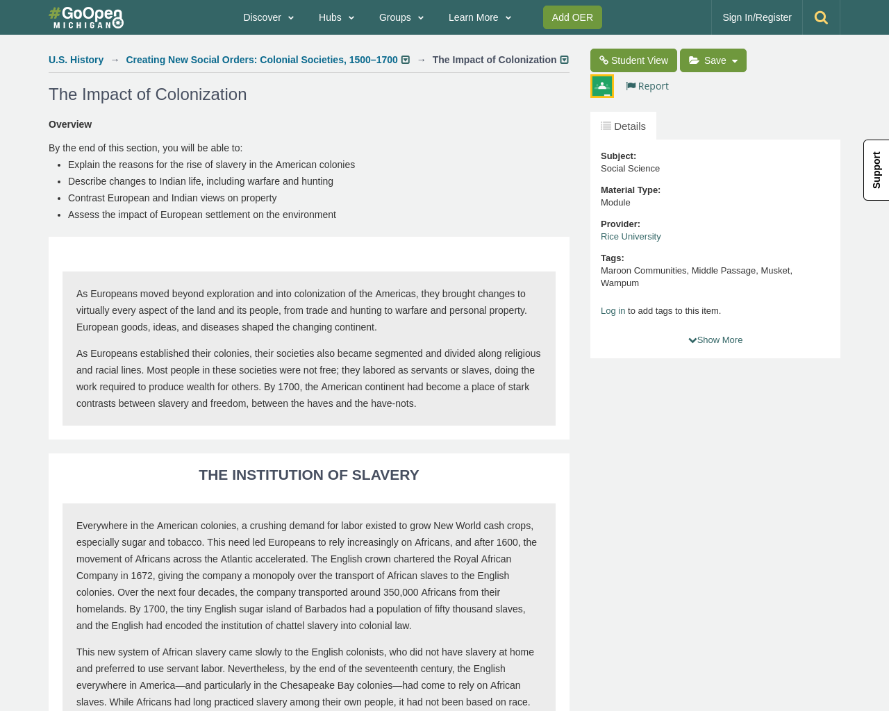 U.S. History, Creating New Social Orders: Colonial Societies, 1500–1700 ...