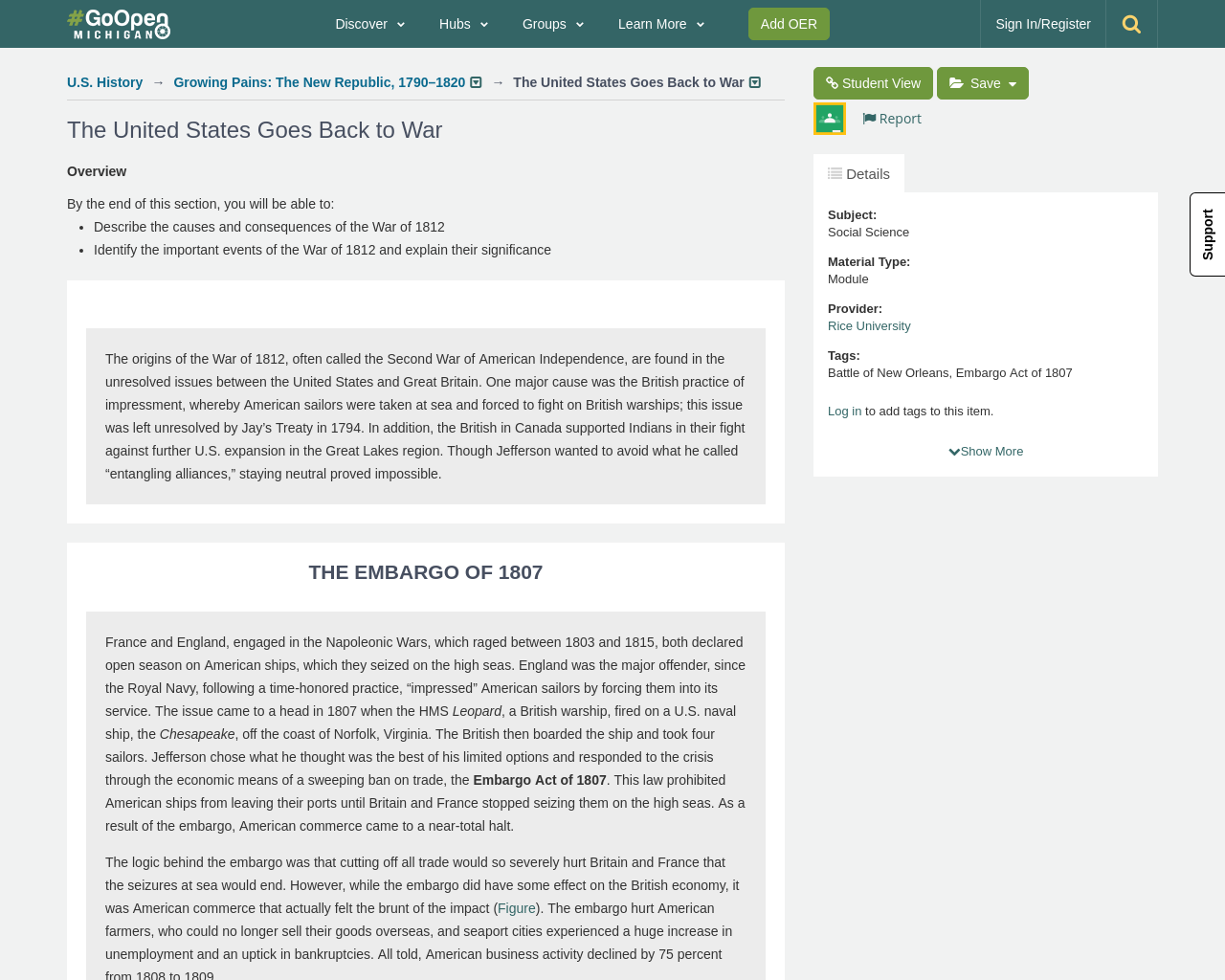 U.S. History, Growing Pains: The New Republic, 1790–1820, The United ...