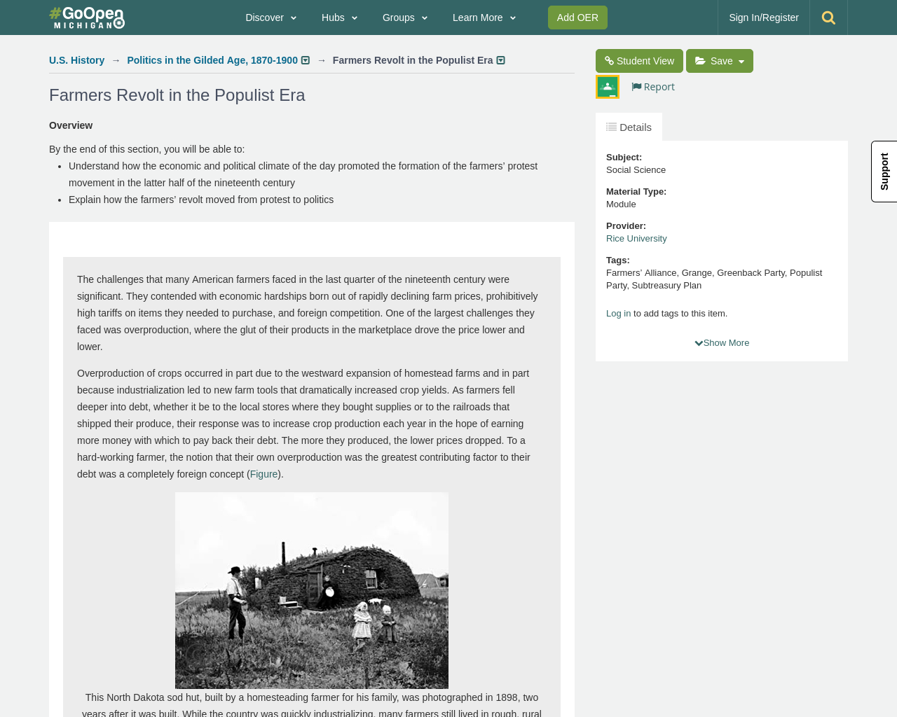 U.S. History, Politics in the Gilded Age, 1870-1900, Farmers Revolt in ...