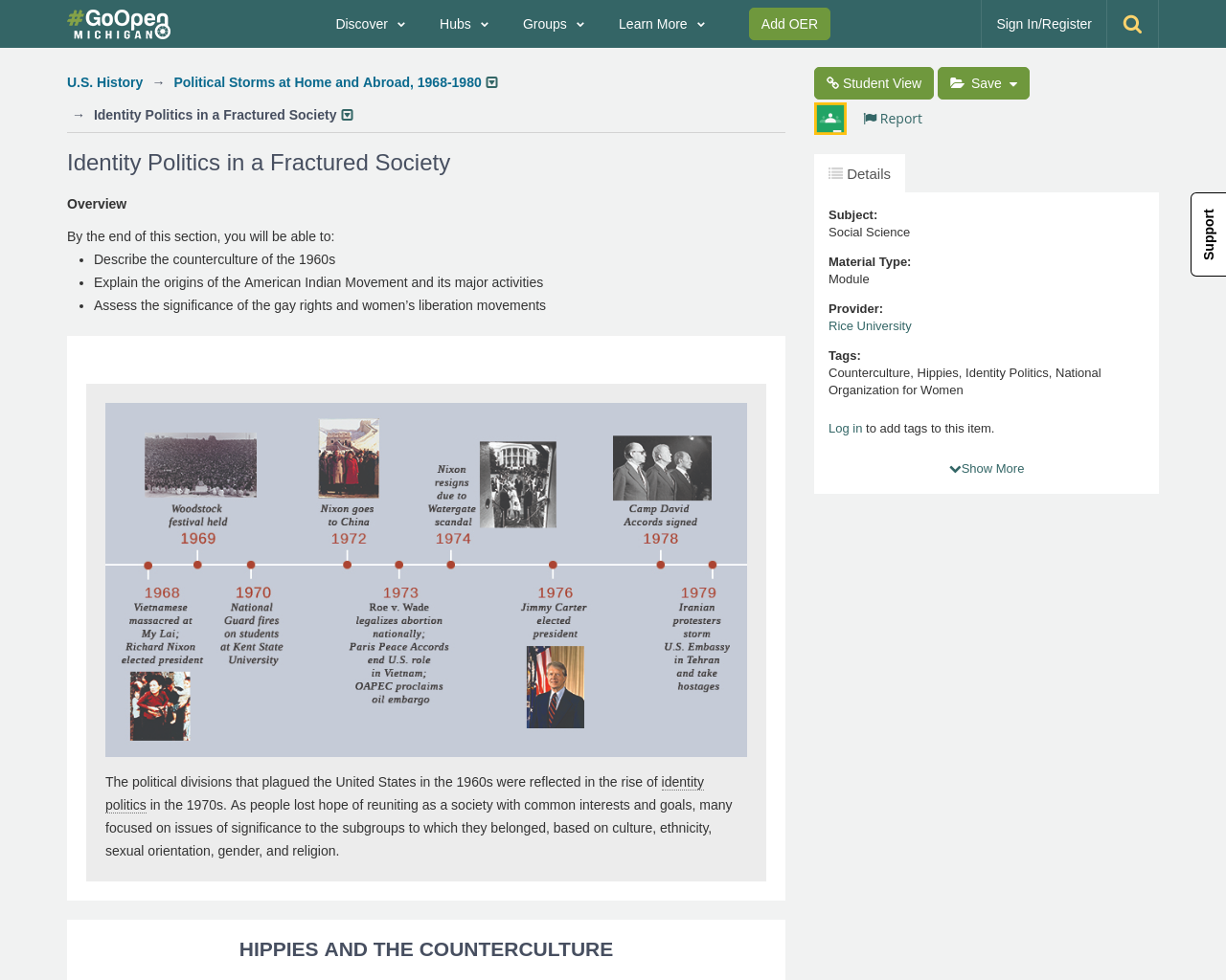 U.S. History, Political Storms at Home and Abroad, 1968-1980, Identity ...