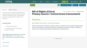 Bill of Rights (Civics) Primary Source / Current Event ConnectionO ...