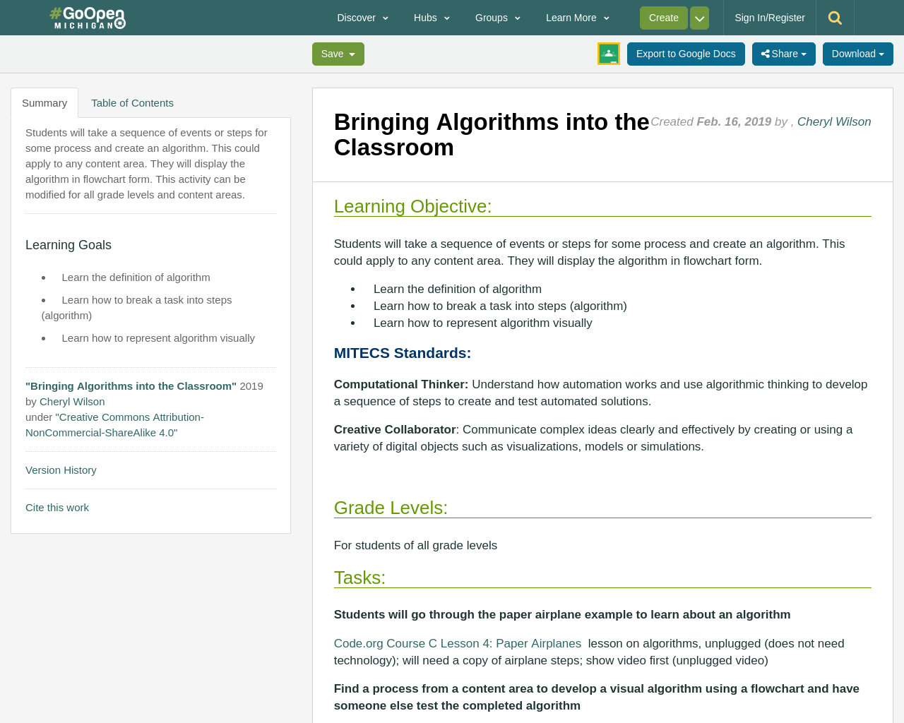 Bringing Algorithms into the Classroom | GoOpenMichigan
