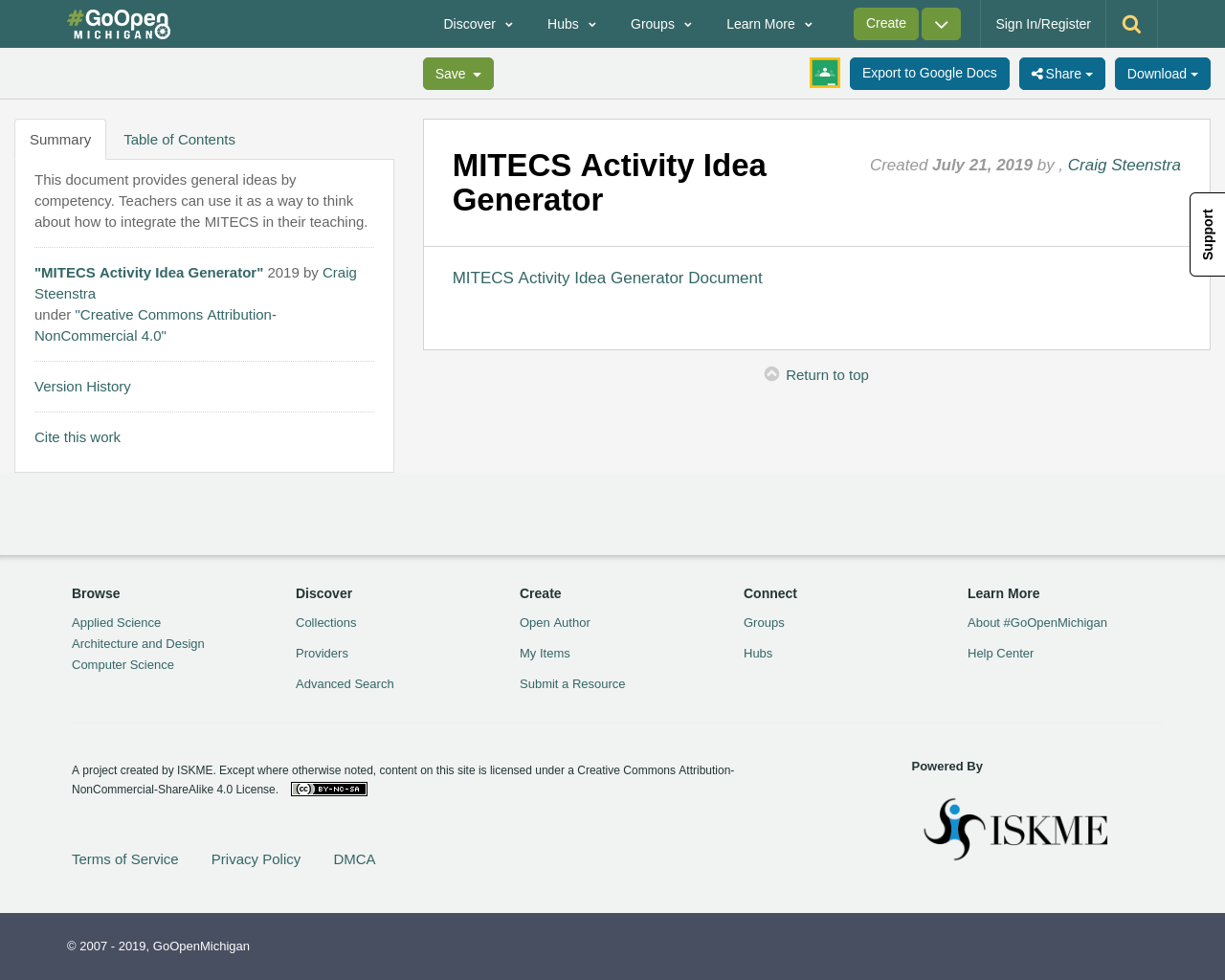 MITECS Activity Idea Generator | GoOpenMichigan