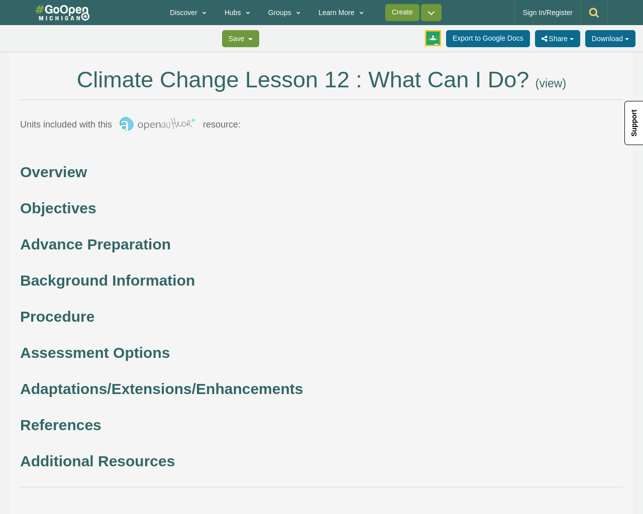 Climate Change Lesson 12 : What Can I Do? | GoOpenMichigan