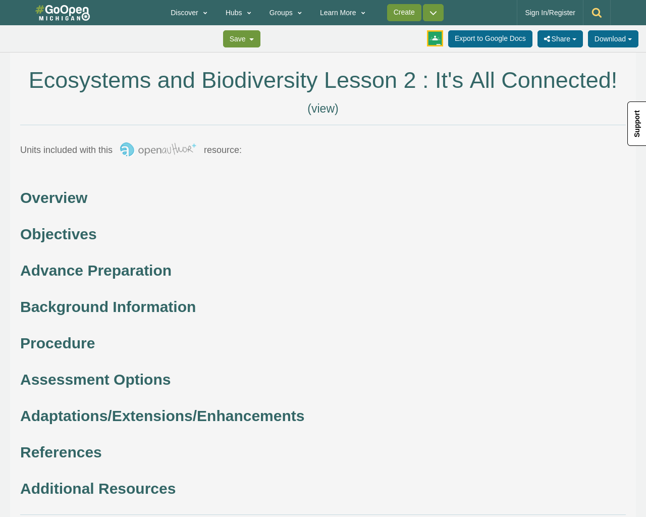 Ecosystems and Biodiversity Lesson 2 : It's All Connected! | GoOpenMichigan
